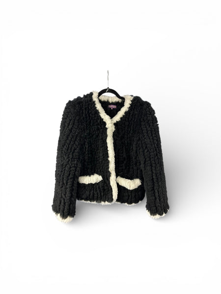 Coco Chinky Knitted Lamb Jacket Black/White – glamourpussnyc