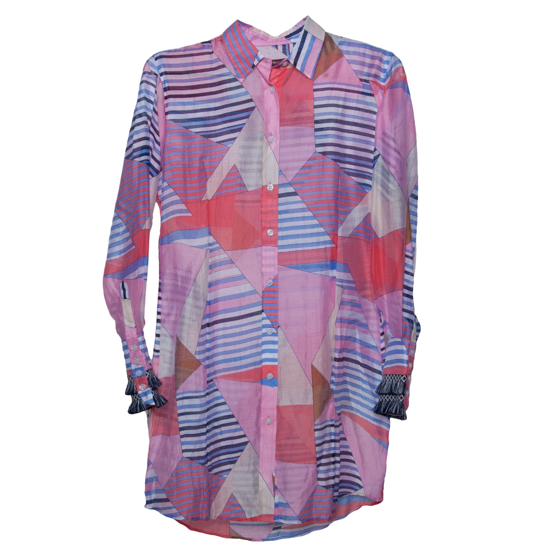 Beachcomber Shirt Dress in Patchwork Coral – glamourpussnyc